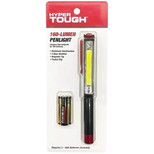 Hyper Tough 160-Lumen LED ALUMINUM PENLIGHT FLASHLIGHT Magnetic Tip ...