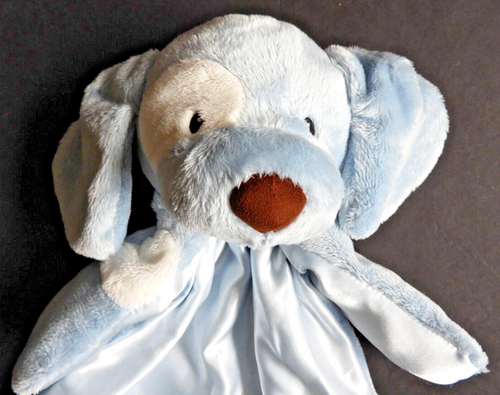 BABY GUND Spunky Huggybuddy Blue Dog Lovey Security Blanket Plush Satin ...