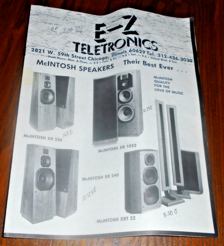 Chicago Vintage E-Z Teletronics Pamphlet Featuring McIntosh Equipment ...