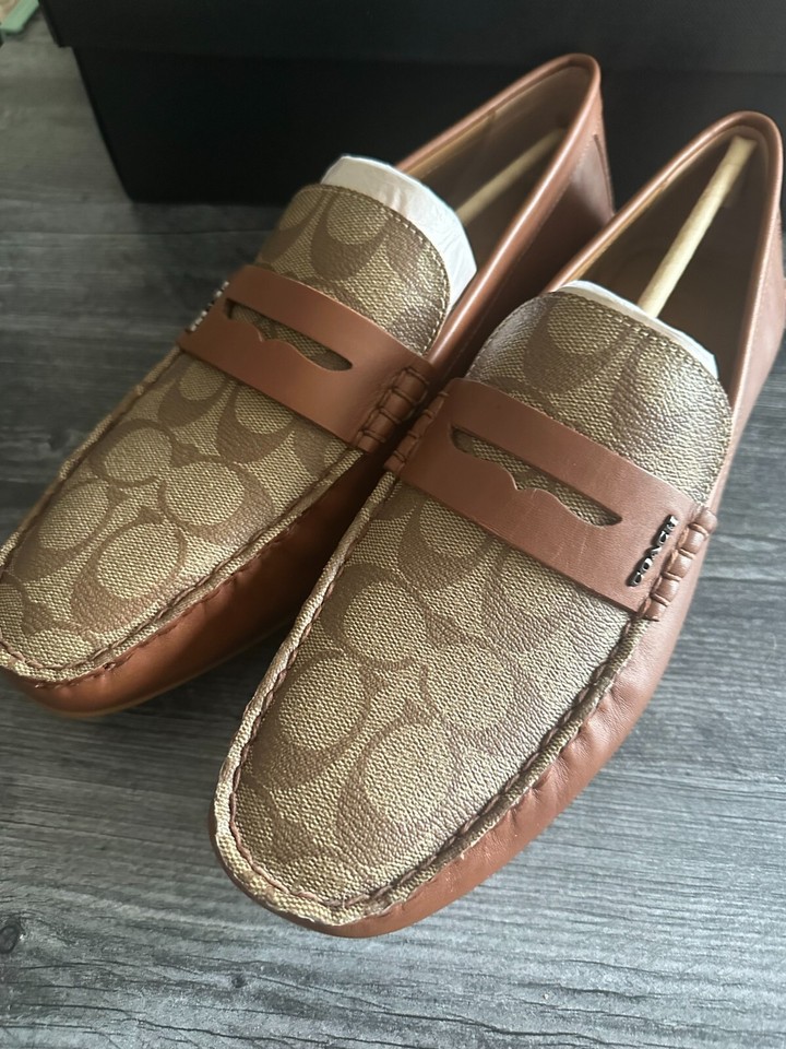 BN Coach Mott Driver Men's Size 12 D Loafers Shoes signature G2983 NOB ...