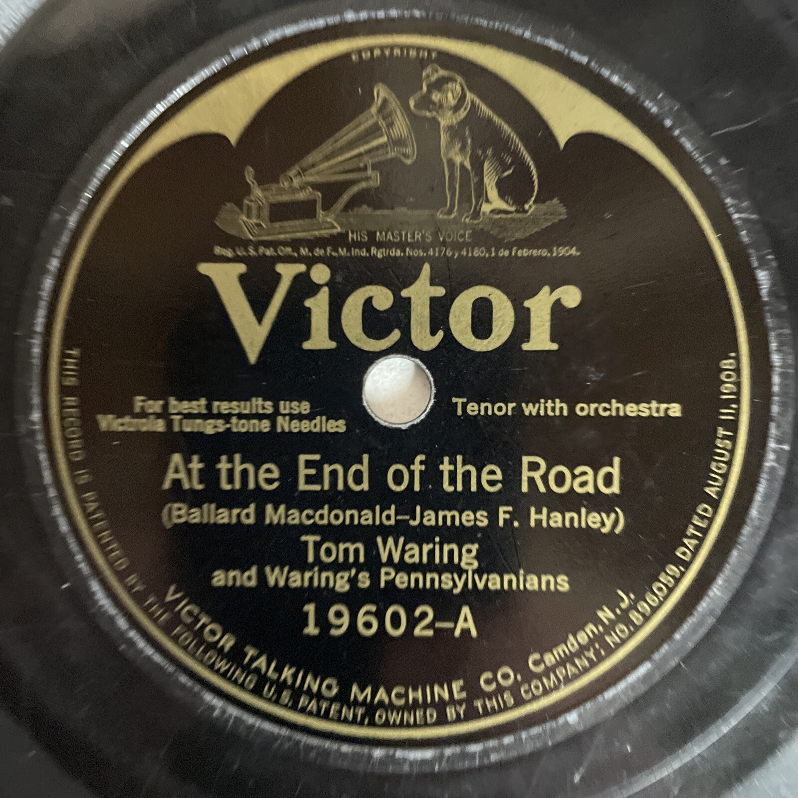 10" 78 RPM-Tom Waring-At the End of the Road/Blue Eyed Sally/Victor ...