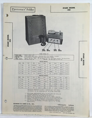 Vintage Photofact Folder. Year 1948 Stark turntable amp. Model 410. J6 ...