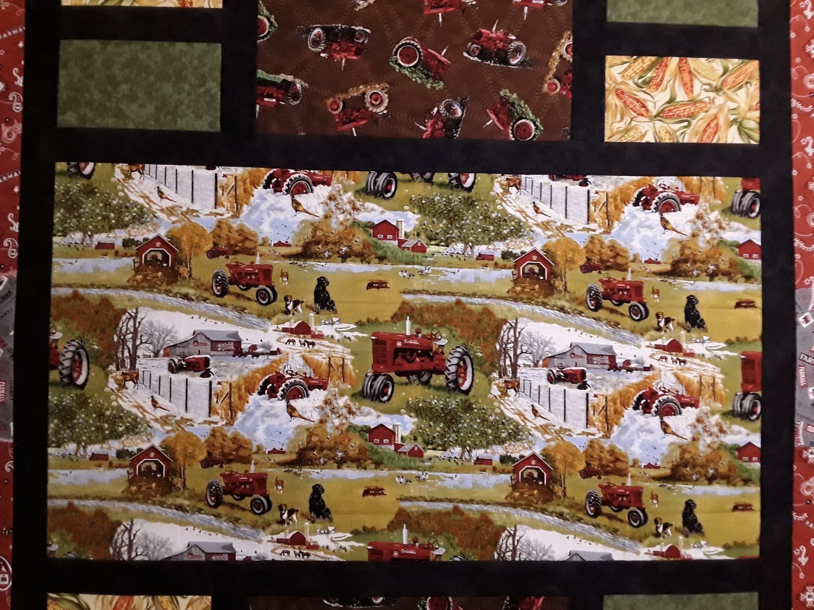 IH Tractors/Farmall/Scenic/Barns Themed Fabric Handmade Quilt-Top/54.5 ...