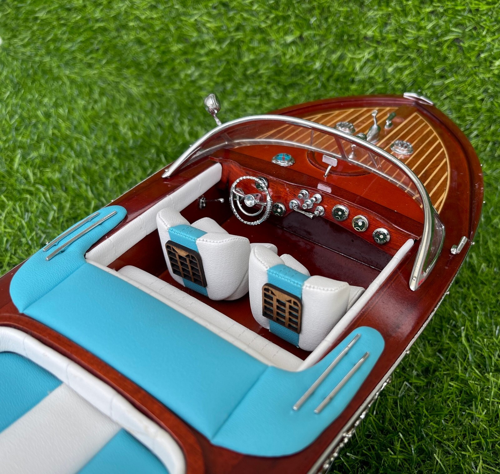 Blue Riva Aquarama Handmade Wooden Model Boat Italian Speed Boat ...