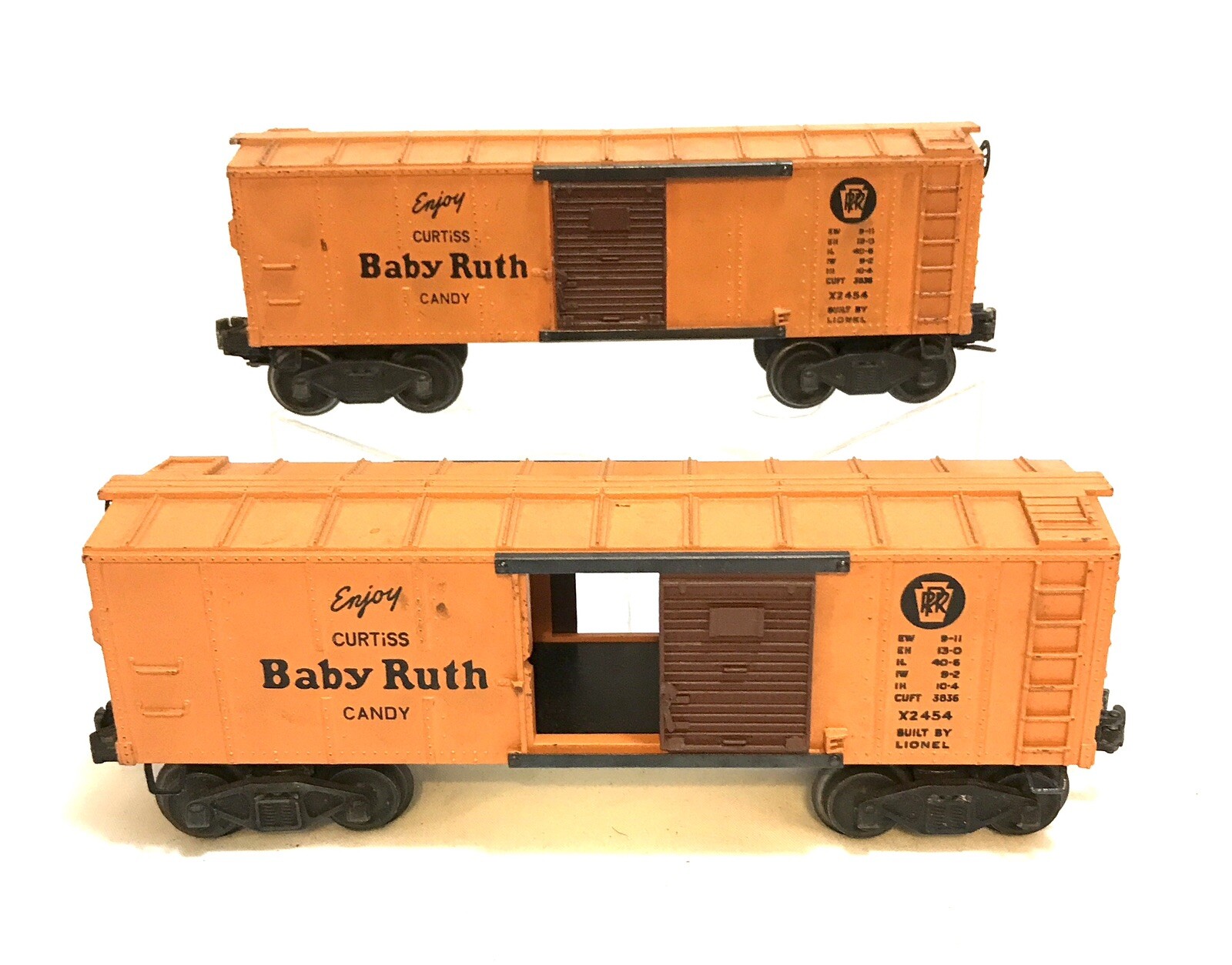 2-Lionel Box Cars - PRR Baby Ruth # X2454 0-027 magnetic and coil ...