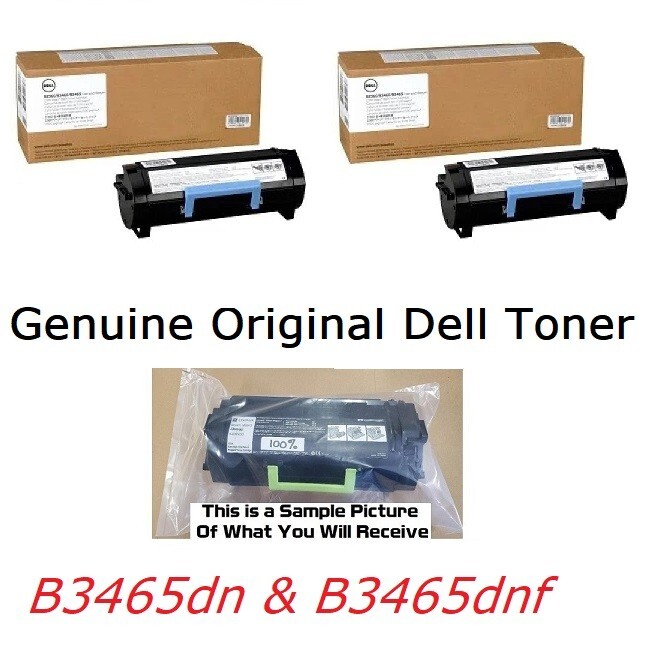 2 Mostly New Genuine Dell B3465dn B3465dnf Toner Cartridges 55% and 80% ...