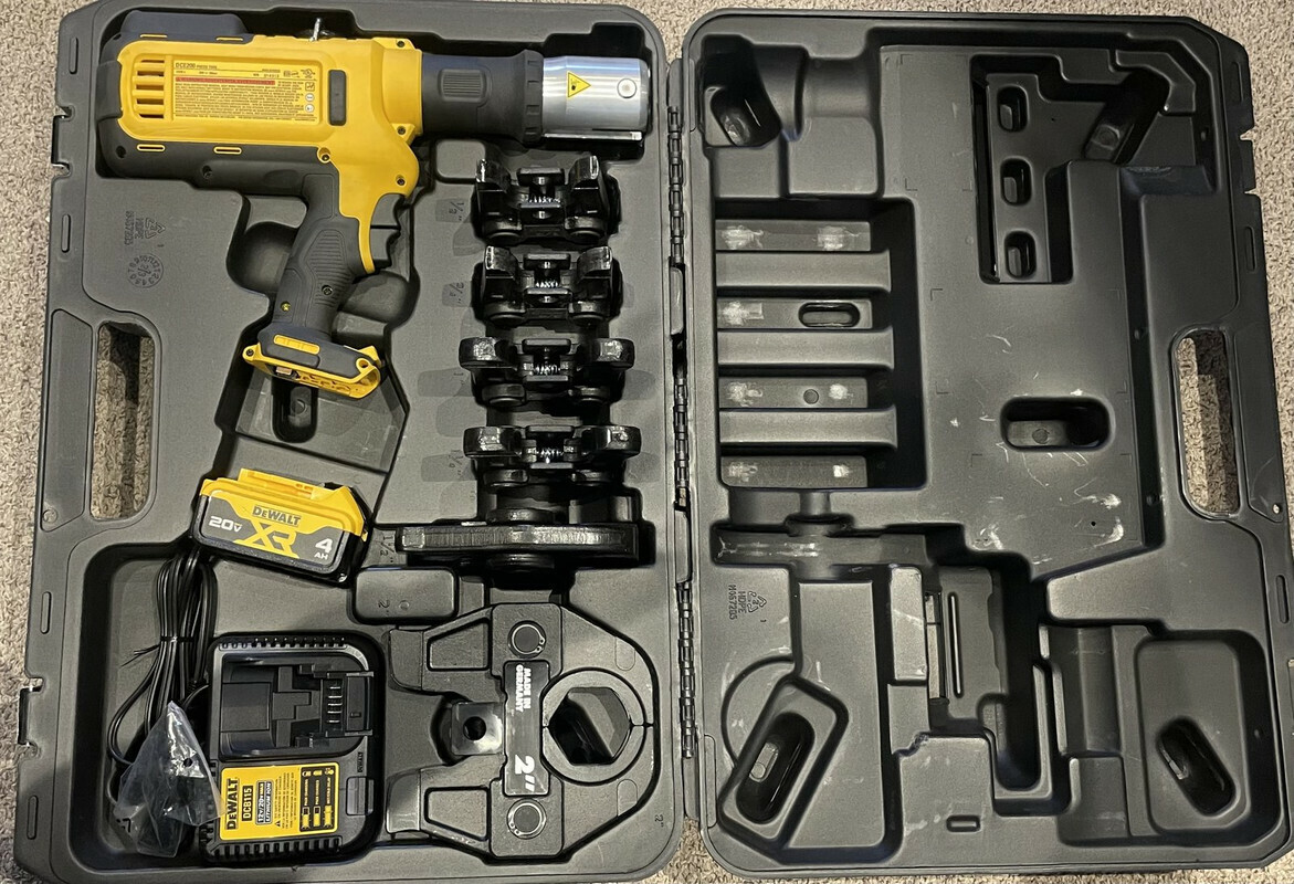 DEWALT DCE200 CORDLESS PIPE PRESSING CRIMPING TOOL KIT 20V MAX 1/2-2 ...