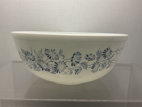 Pyrex #404 Mixing Bowl COLONIAL MIST 4L White Blue Flowers 4Qt VTG ...