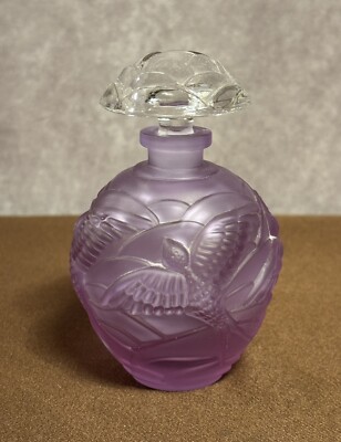 FK Lavender Frosted Lead Crystal Glass Perfume Bottle with Topper ~Made ...
