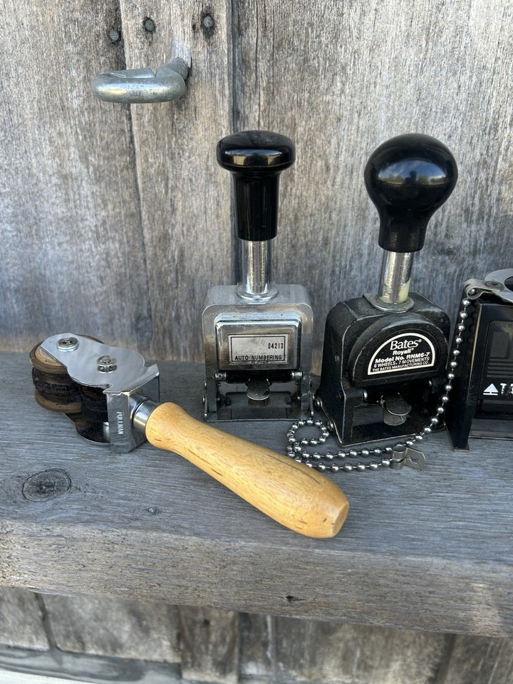 Automatic Numbering Machine Ink Stamp Lot (8) Bates Renner Tannco B600 ...