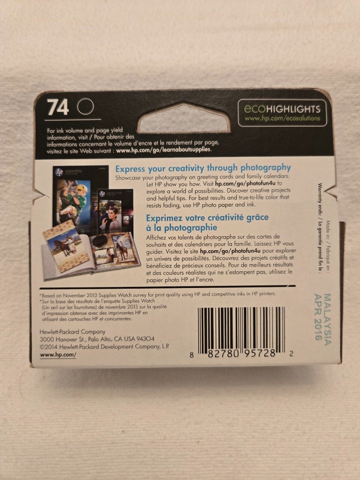 HP Brand NEW SEALED Guaranteed GENUINE HP 74 Black Ink Cartridge ...