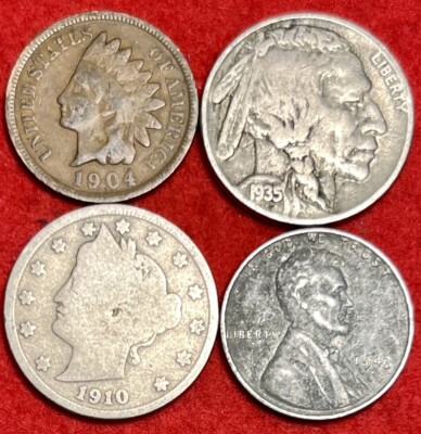 Small Cent U.S. Coin Lot Indian Head Liberty V Nickel Buffalo Nickel ...