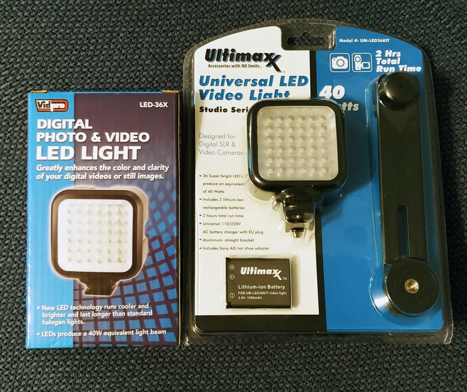 ☆BRAND NEW☆ PHOTO AND VIDEO LED LIGHTS WITH MOUNTING BRACKETS. ULTIMAXX ...