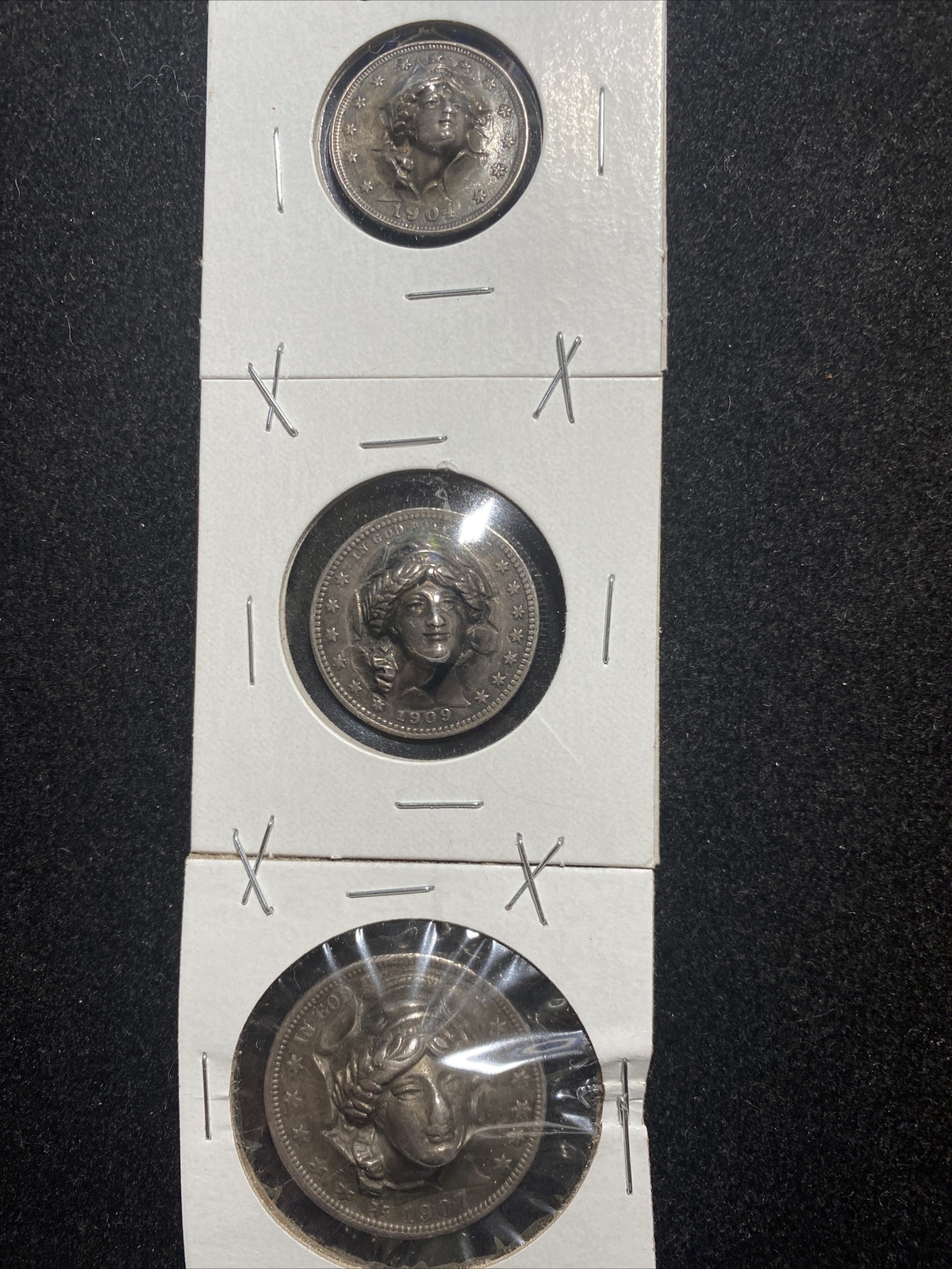 5 Pc Lot 1900s REPOUSSE / POP OUT COINS- 3 with 1904 patent bar | eBay