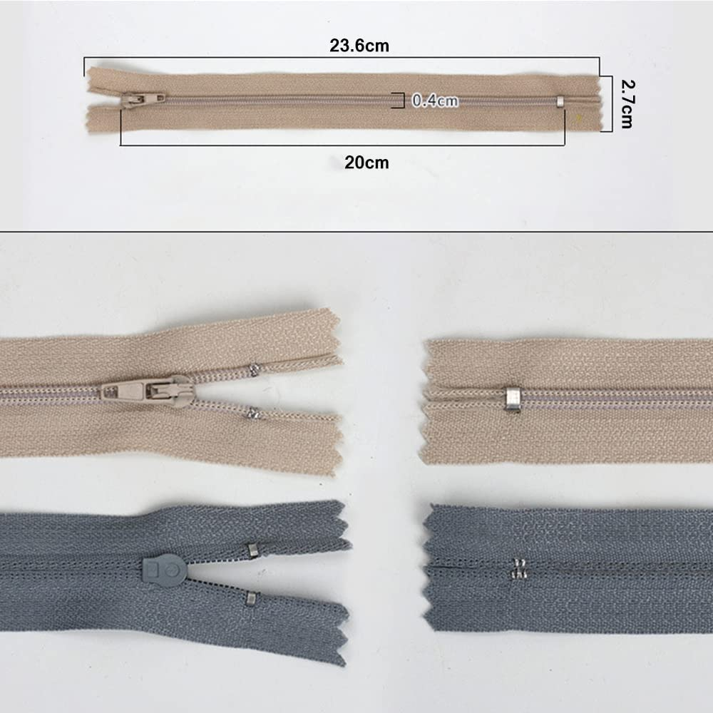 20 Pcs Assorted Color Nylon Close End Zipper Pack Craft Dressmaking Zip ...