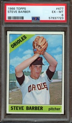 1966 Topps #477 Steve Barber *PSA 6 (EX-MT) *Baltimore Orioles | eBay