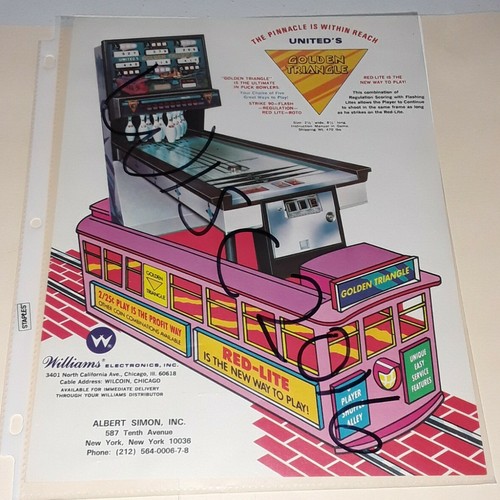 United's Golden Triangle Shuffle Bowler Arcade Machine Coin-Op Promo ...