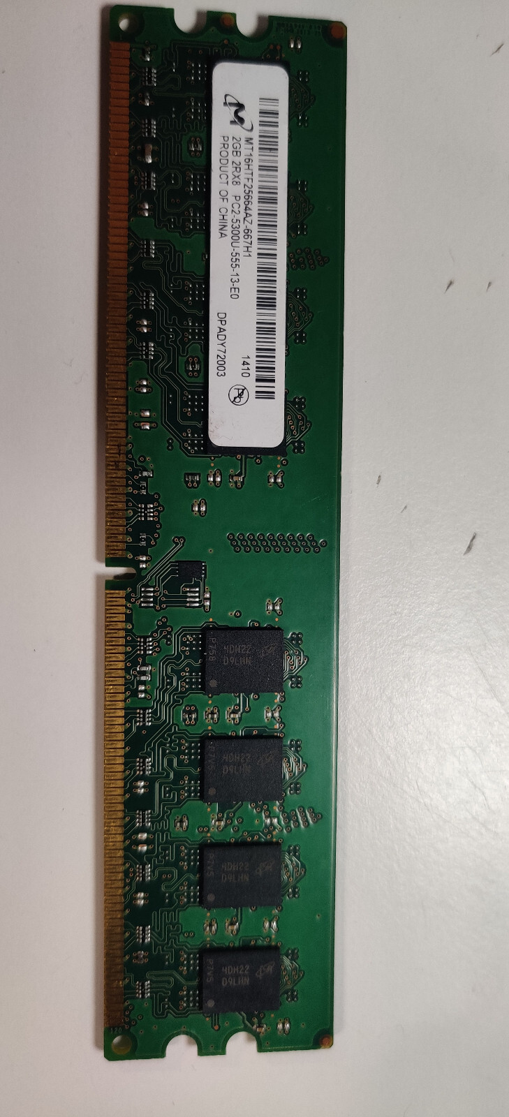 MICRON PC2-5300 (DDR2-667) 2GB DIMM 667 MHz PC2-5300 555 13 E0 DDR2 ...