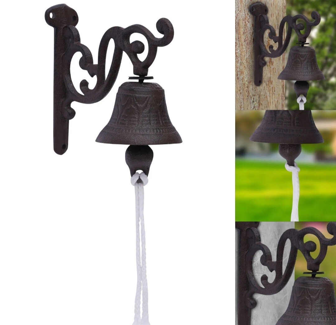 Wrought Iron Bell Hangers Vintage Forged Iron Dinner Bell Heart Decor,