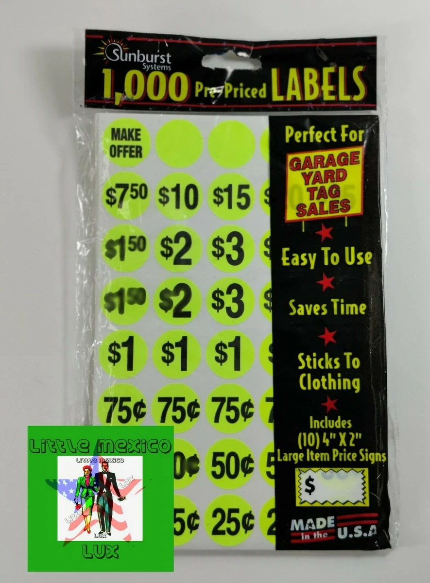 Garage Sale Price Labels