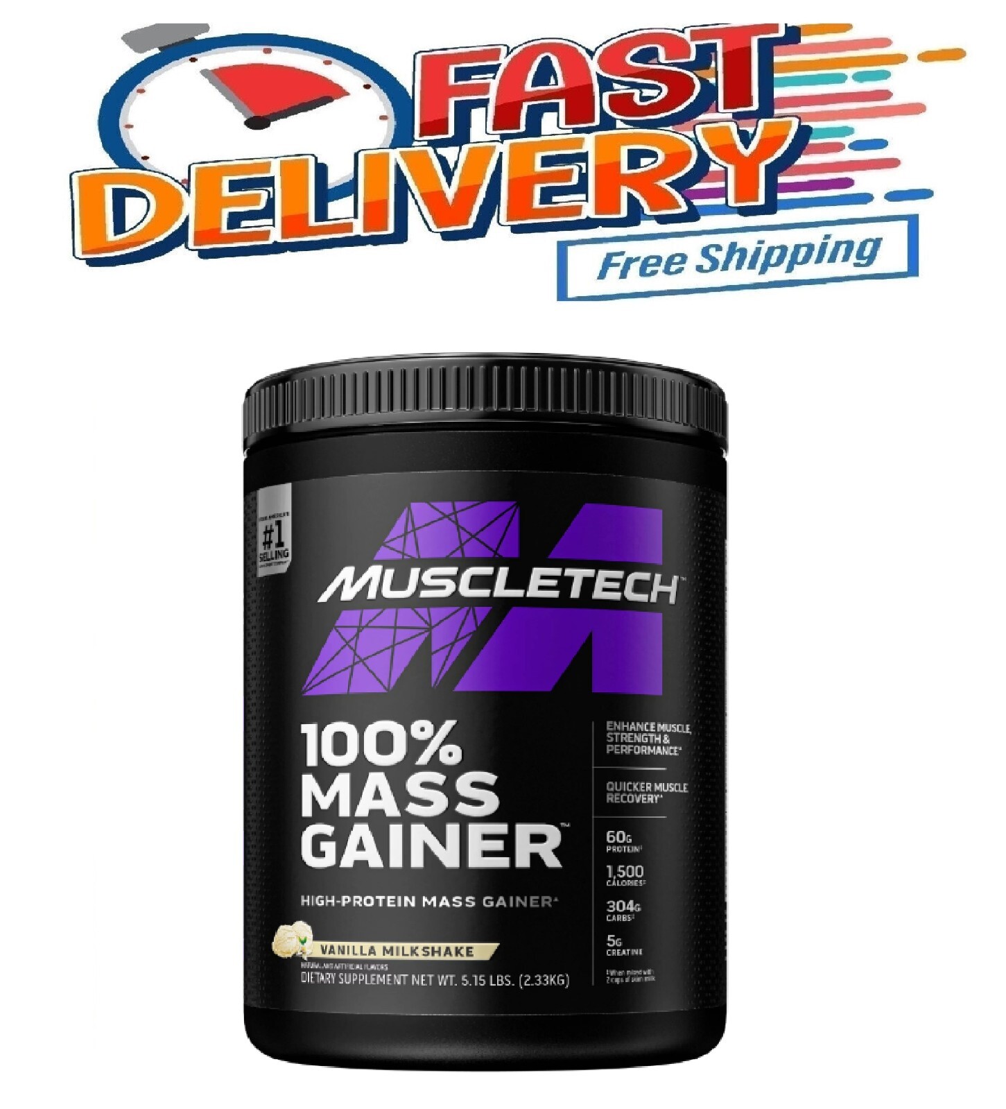 Muscletech Pro Series Mass Gainer, Vanilla, 60g Protein, 5lb, 80oz ...