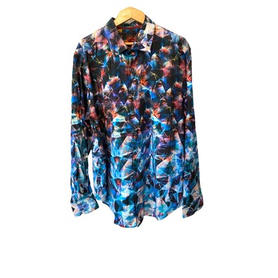 Men’s Robert Graham Multi Colored Button Up Shirt 100% Cotton Size 1XLT ...