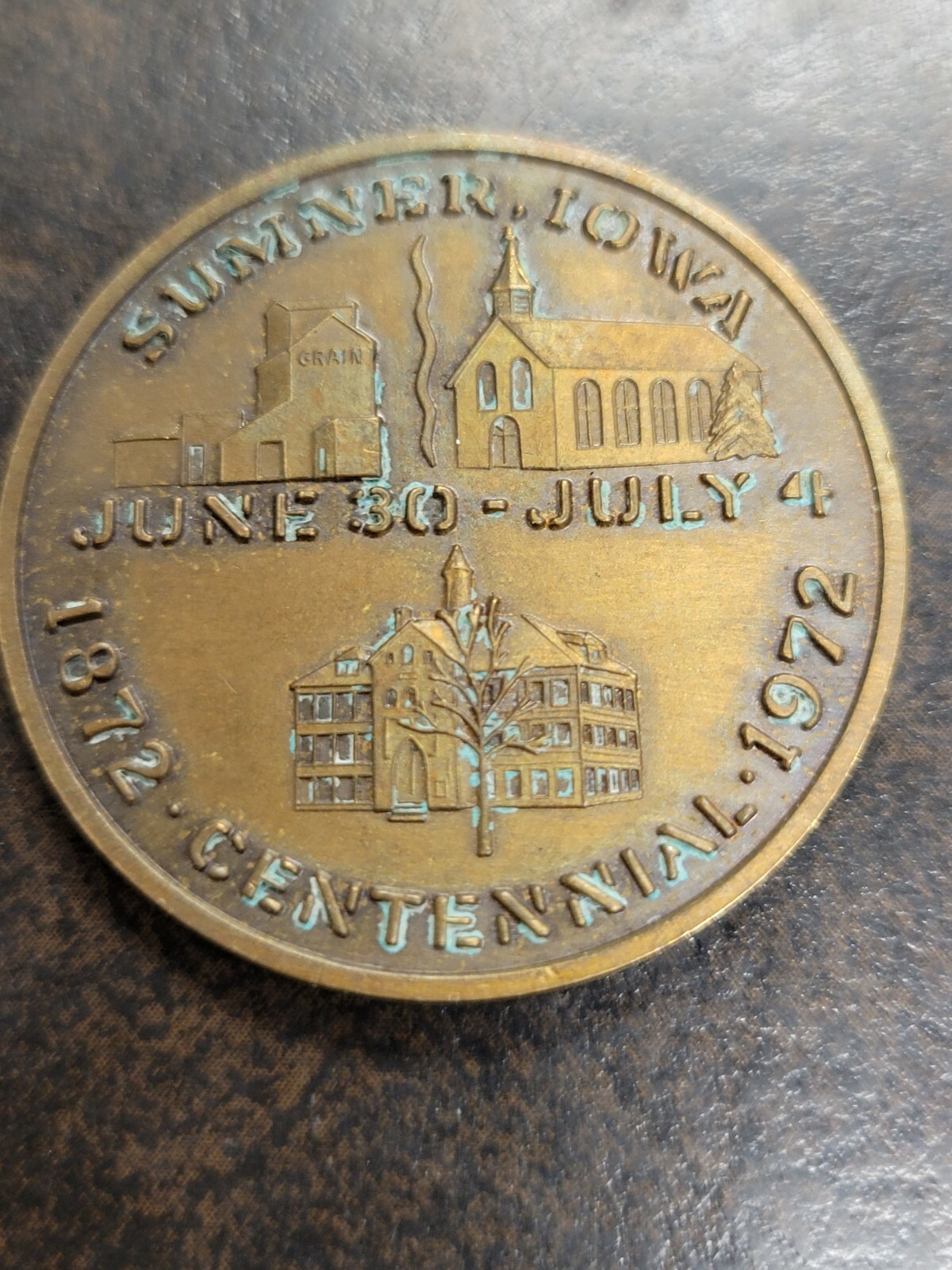 1872-1972 Sumner, IA 100 Years Centennial Coin Token Medal Copper Train ...