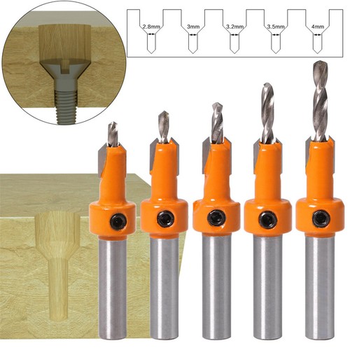 5pcs Countersink Drill Bit Set Screw Woodworking Chamfer Tools Quick ...