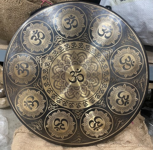 19 Inches Flower Of Life and OM Carved Gong-Handmade Tibetan Gong From ...