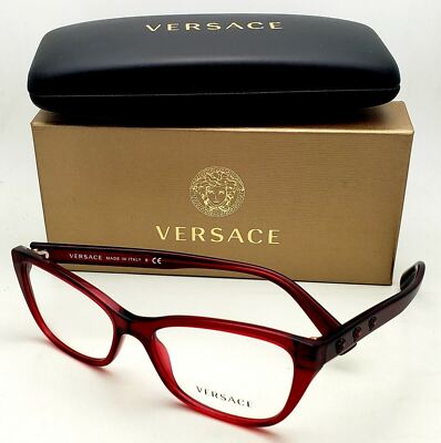 New VERSACE Rx-able Eyeglasses VE 3249 388 54-16 Red Frames with Medusa ...