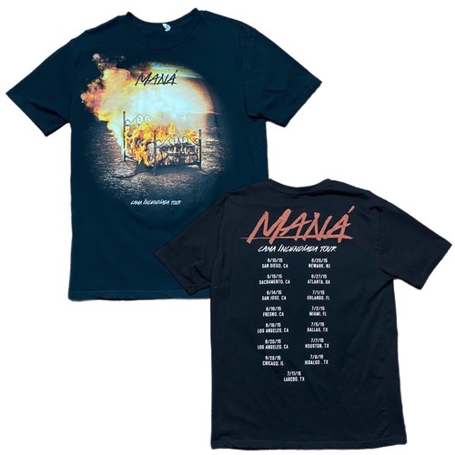 Mana Band Tour Shirt Size Large Cama Incendiada Concert 2015 Tee Black ...