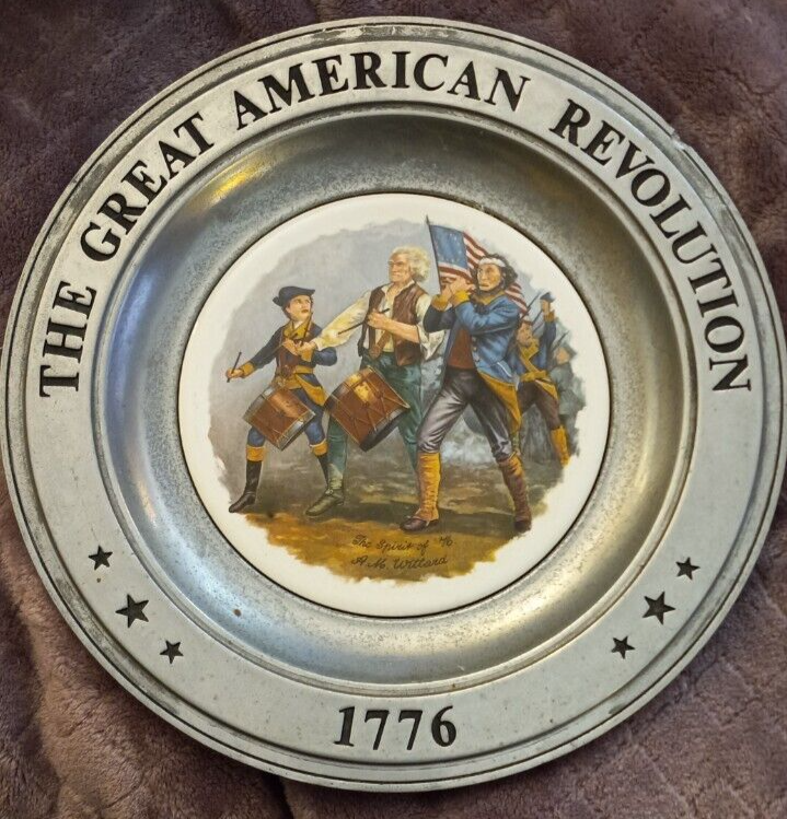 The Great American Revolution The Spirit of 1776 Pewter Porcelain Plate ...