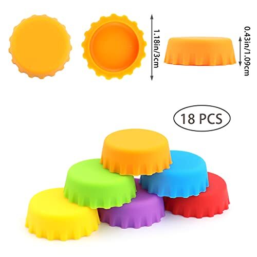 18Pcs Silicone Rubber Bottle Caps Reusable Beer Soda Bottles Caps ...