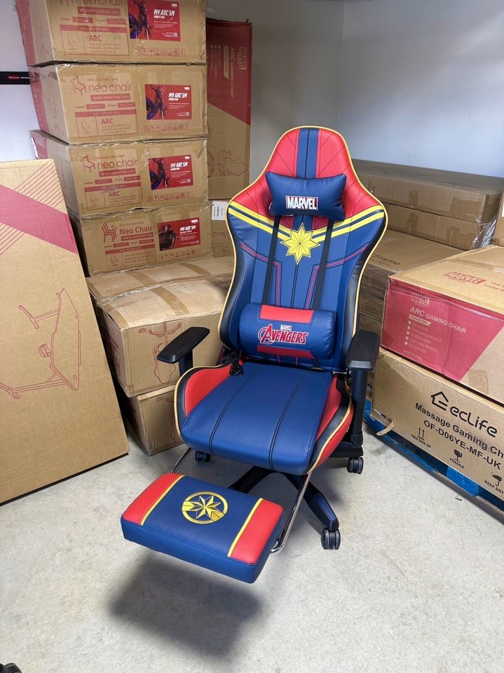 Captain Marvel Gaming Chair with Footrest and Massage | eBay