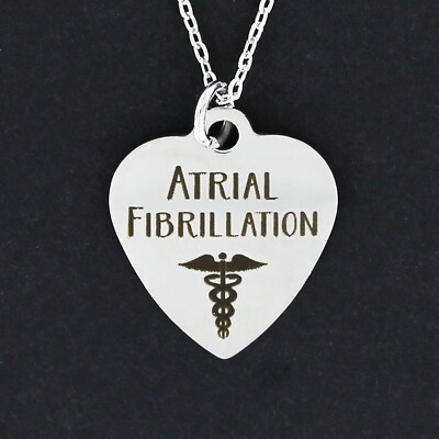 ATRIAL FIBRILLATION Alert Necklace - Large Stainless Steel EMS ...