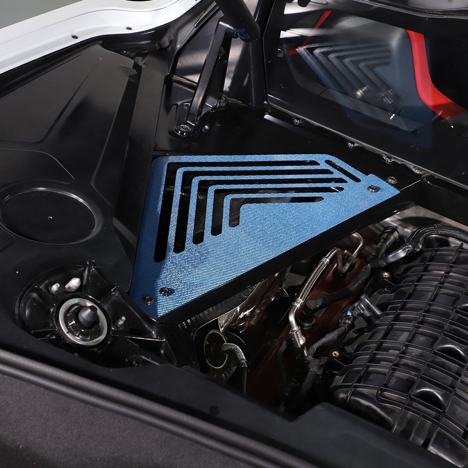 Blue Dry Carbon Fiber Engine Bay Side Cover Frame For Corvette C8 Coupe ...