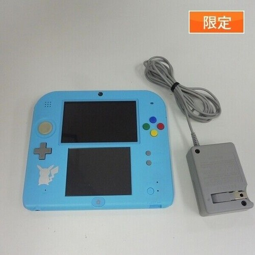 Nintendo 2DS Sun Moon Light Blue Console Charger Pikachu Pokemon JP ver ...