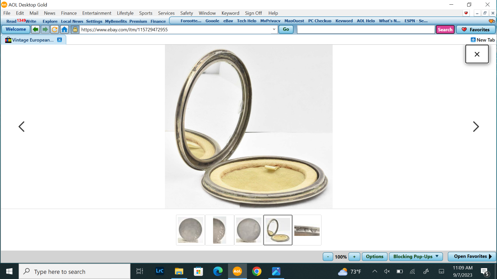Vintage European 835 Solid Silver round Ladies Engraved compact ...