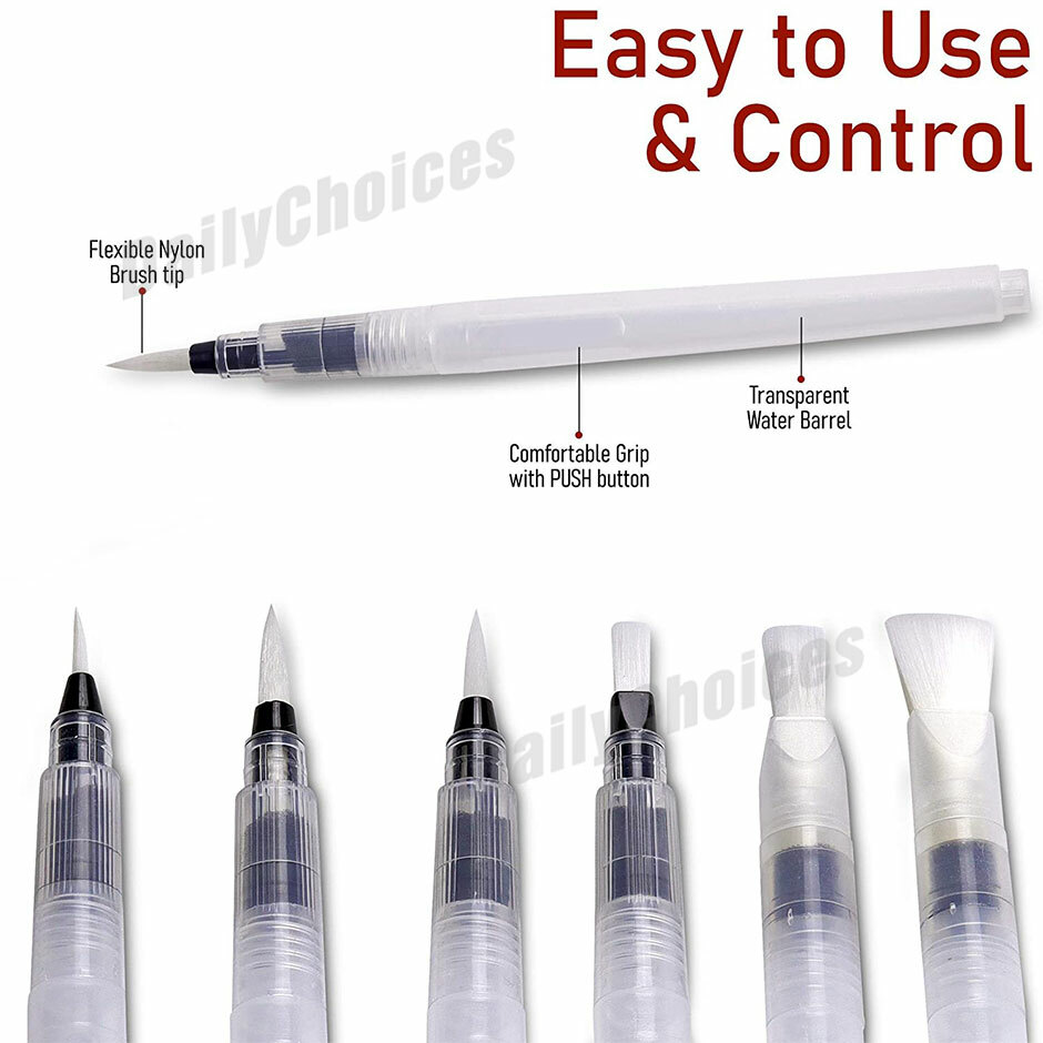 6x Water Color Brush Pen for Drawing Refillable Pilot Paint Brush Art ...