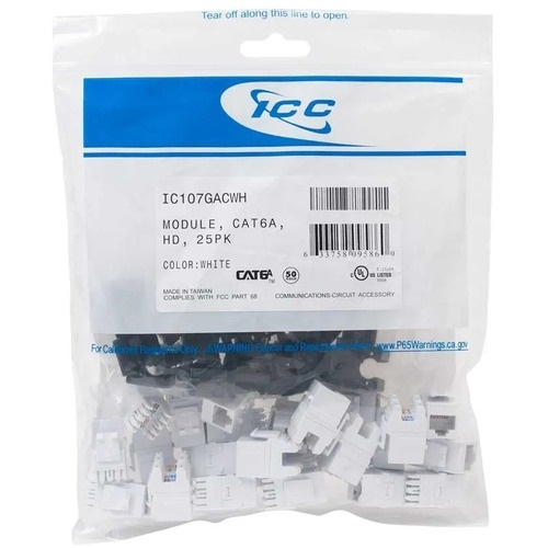 NEW ICC IC107GACWH CAT6A RJ45 Keystone Jack for HD Style - 25 1 x RJ-45 ...
