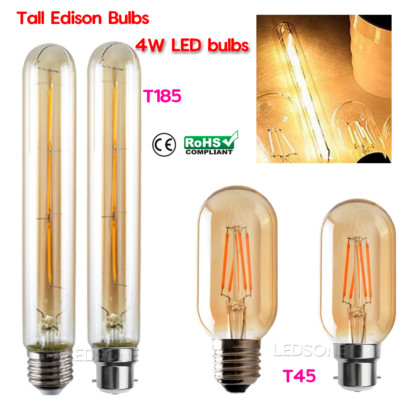 Vintage LED 4W Edison Style T45/T185 Tall edison led Filament Light ...