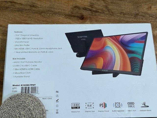 Kado Sceptre Portable Monitor for Laptop 15.6 HDMI Dual USB Type-C K16 ...