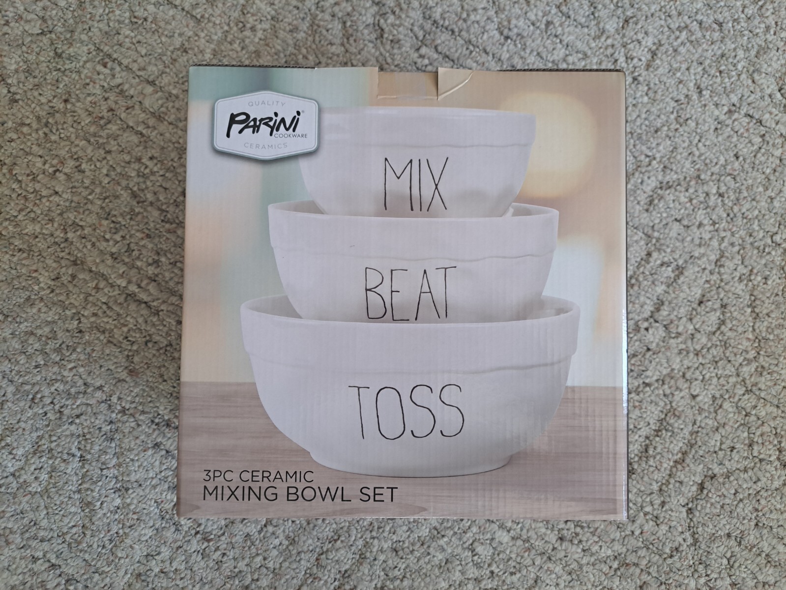 Parini Cookware 3 Piece Quality Ceramic Mixing Bowl Set Lot Mix Beat ...