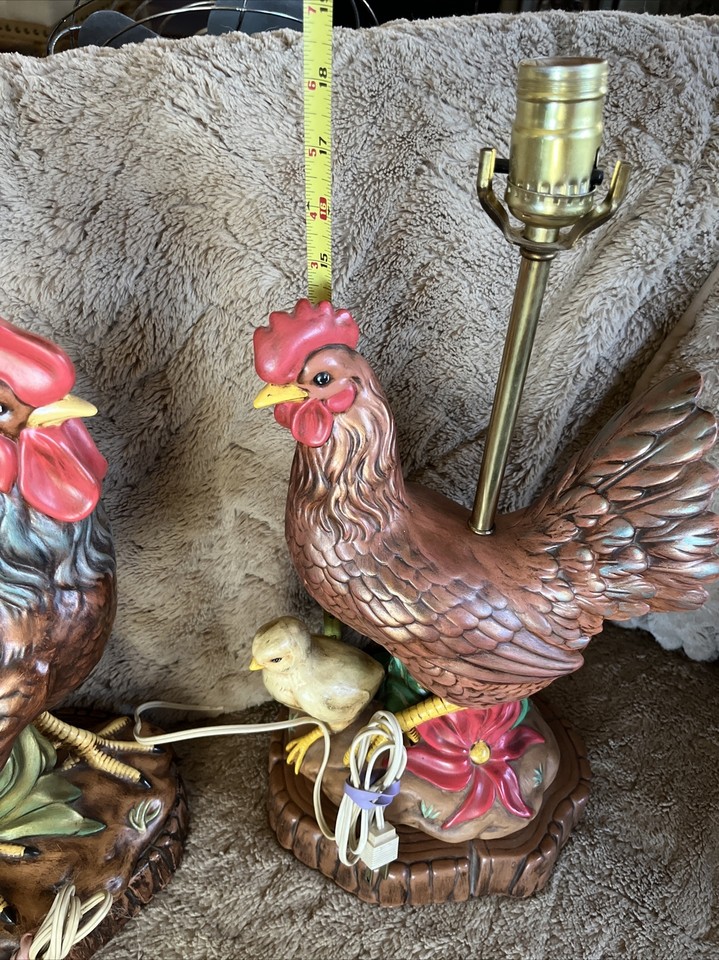 Farmhouse Vintage set of 2 Rooster And Hen Lamps. 1976 | eBay