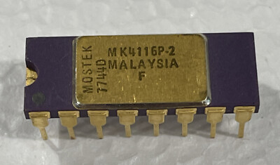 Vintage MOSTEK MK4116P-2 F Computer Chip Gold 16-Pin Ceramic 4116 7744D ...