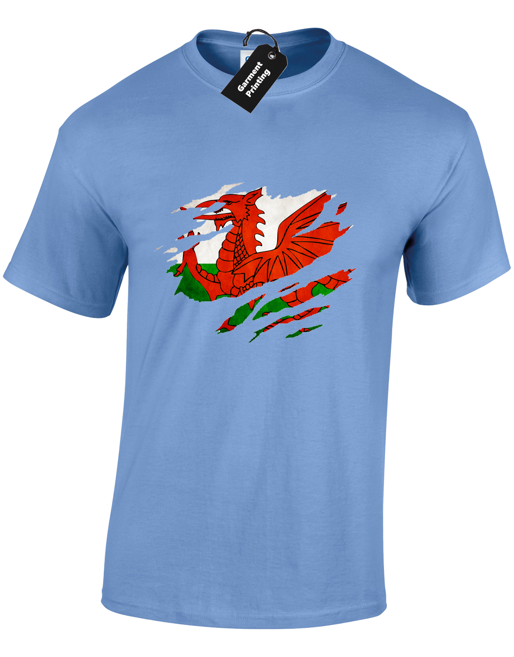 WELSH FLAG CHEST SLASHED MENS T SHIRT WALES PATRIOT PRIDE RUGBY ...