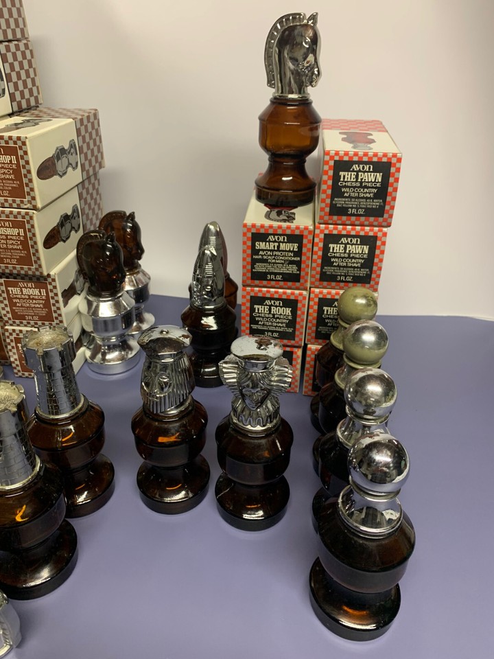 Avon Mens Vintage 1970s Chess Pieces - 34 Pieces - many full and in ...