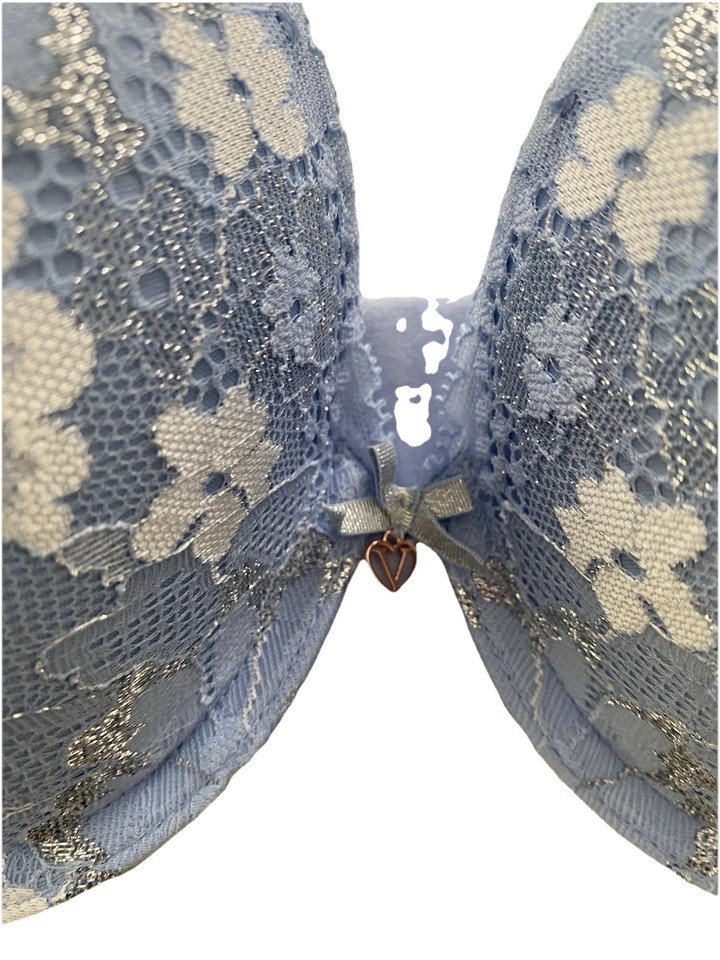 Victoria’s Secret Blue Lace Push-Up Bra Floral Lace & Adjustable Straps ...