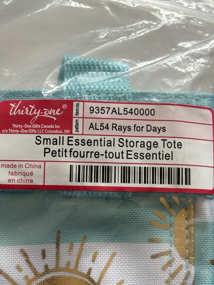 Thirty One SMALL Essential Storage Tote Rays for Days NEW | eBay