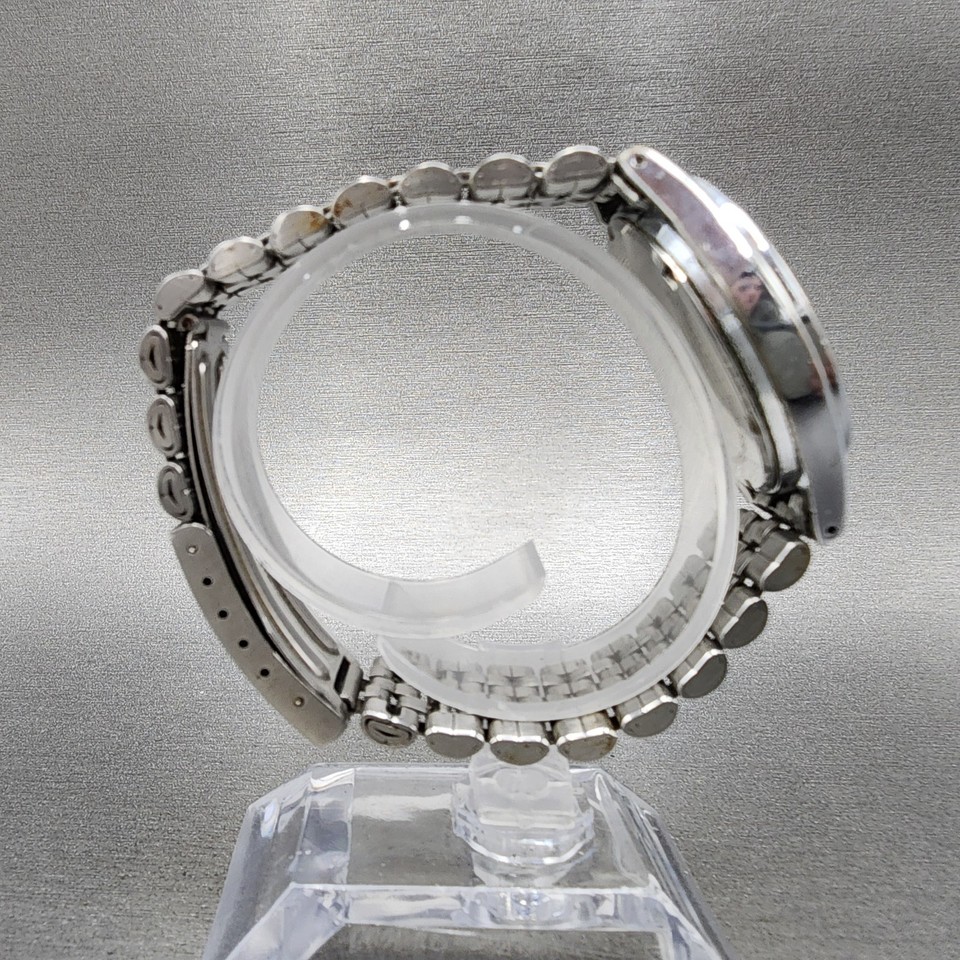 Seiko Alba Watch Men 35mm Silver Dial Silver Tone Daydate V733-7a70 New ...